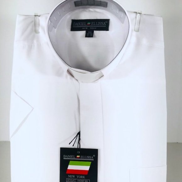Daniel Ellissa | Shirts | Daniel Ellissa Mens White Clergy Shirt Banded ...